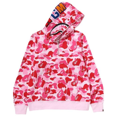 A Bathing Ape ABC Camo Shark Half Zip Pullover Hoodie pink 'Pink ...
