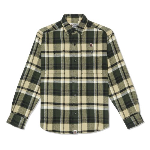 A Bathing Ape Bape Check Ape Head One Point Flannel Shirt 'Green ...