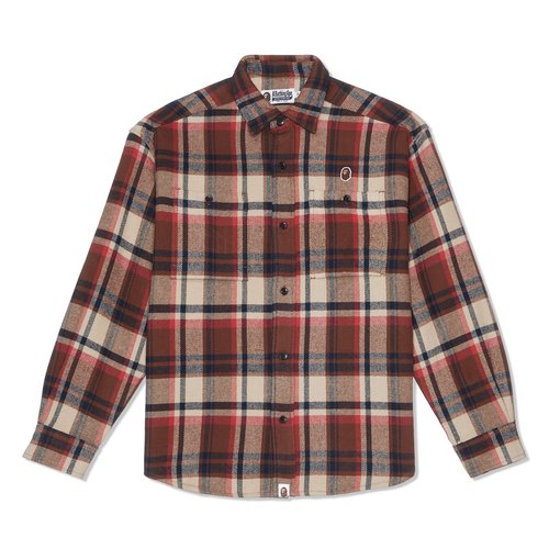A Bathing Ape Bape Check Ape Head One Point Flannel Shirt 'Red ...