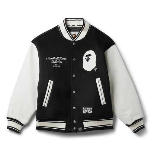 A Bathing Ape Bape Varsity Jacket 'Black' - 001HJK701301MBLK | Solesense