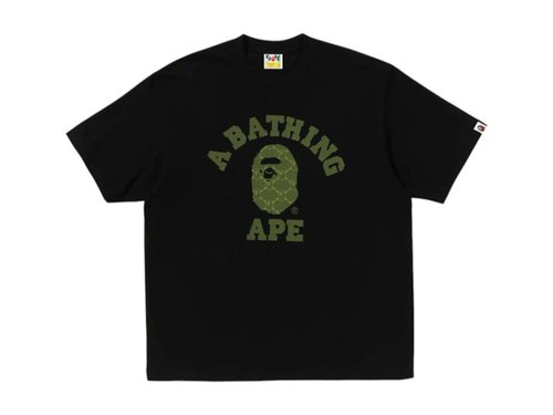 A Bathing Ape College Monogram College Relaxed Fit Tee 'Black' | Solesense