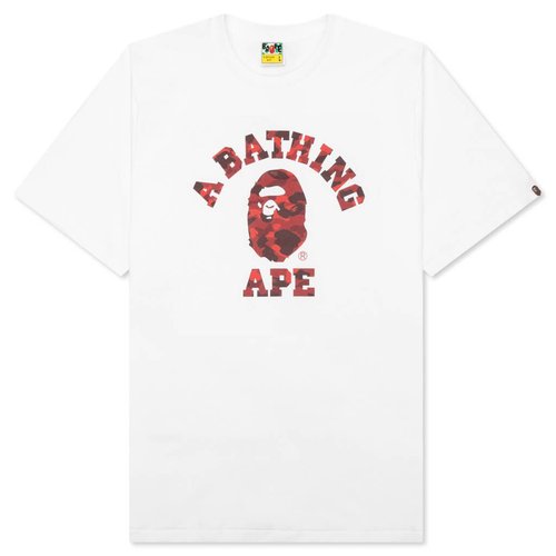 A Bathing Ape Color Camo College Tee 'White/Red' - 001TEK301017M-WHTRED ...