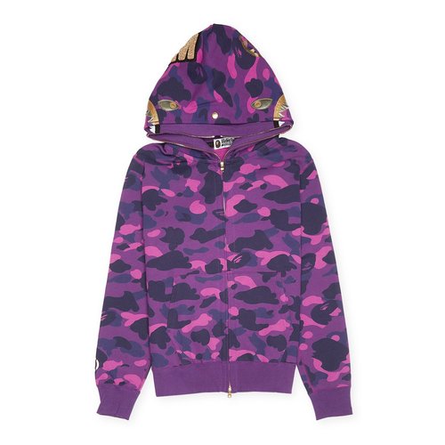 A Bathing Ape Color Camo Double Shark Full Zip Hoodie - 001ZPK301001MPUR | Solesense