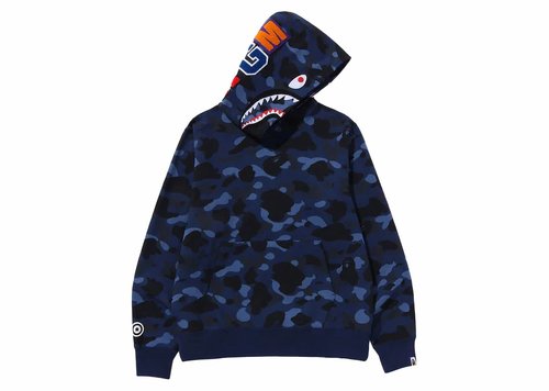A Bathing Ape Camo Shark Pullover Hoodie 'Navy Blue' | Solesense