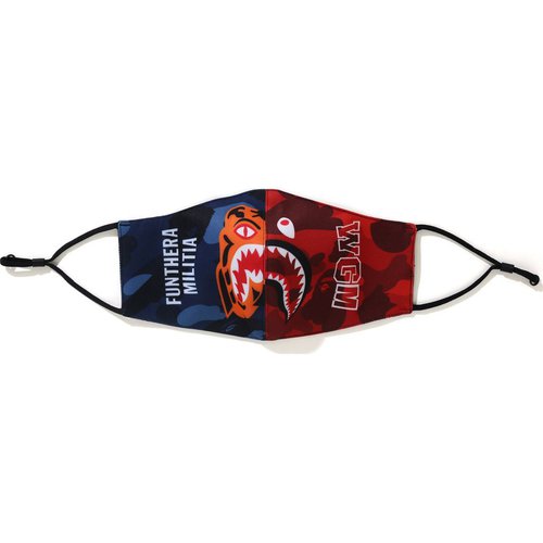 A Bathing Ape Camo Tiger Shark Half Mask 'Navy Blue' | Solesense
