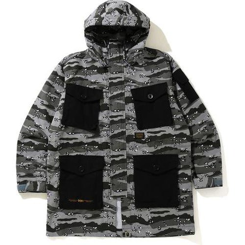 A Bathing Ape Desert Camo Loose Fit Military Jacket 'Black' | Solesense