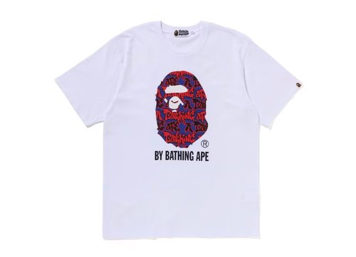 A Bathing Ape Graffiti Pattern By Bathing Ape Tee White | Solesense