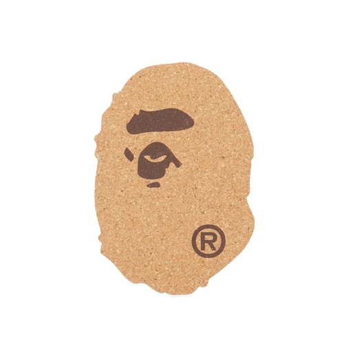 A Bathing Ape Head Cork Coaster 'Beige' - 001KAL301008M-BEI | Solesense