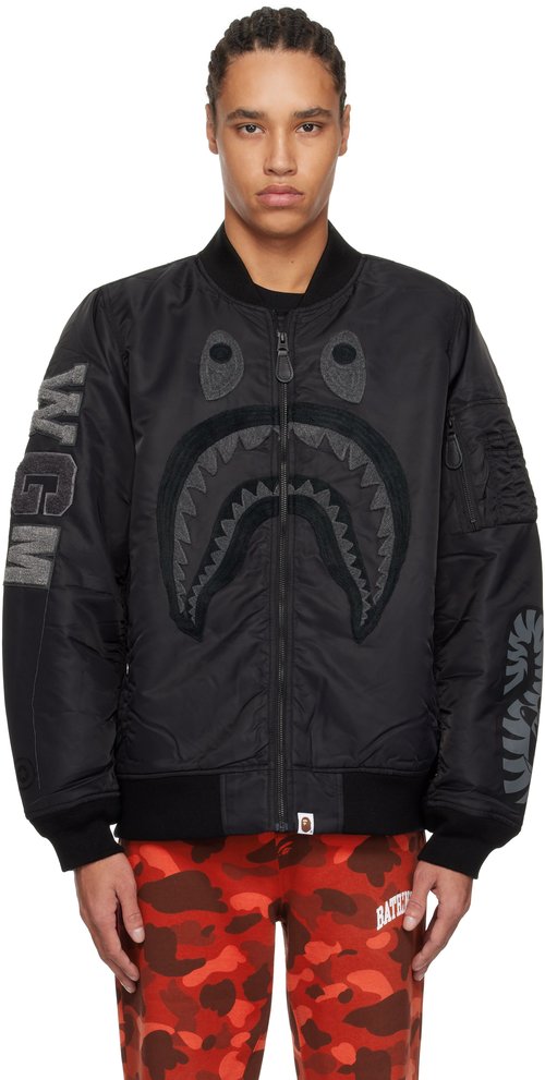 A Bathing Ape Khaki Shark MA-1 Bomber Jacket 'Olive Drab' - 001HJK801006M | Solesense