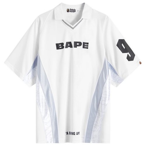 A Bathing Ape Logo Relaxed Soccer Jersey 'White' - 001CSK801308M-WHT ...
