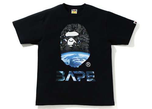 A Bathing Ape Space Camo Ape Head Tee Shirt 'Black' | Solesense