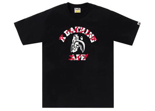 A Bathing Ape Tiger Shark Japanese Letter Tee 'Black' | Solesense