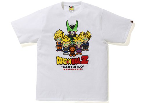 A Bathing Ape x Dragon Ball Z Milo Super Saiyan & Cell Tee Shirt 'White' | Solesense