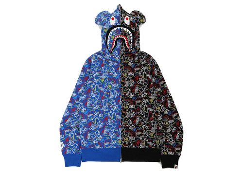 A Bathing Ape x Medicom Toy Bearbrick Camo Bear Shark Half Full Zip ...