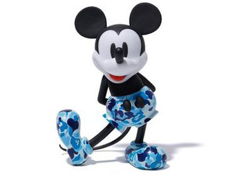 A Bathing Ape x Mickey Mouse 90th Anniversary Figure Blue Camo ...