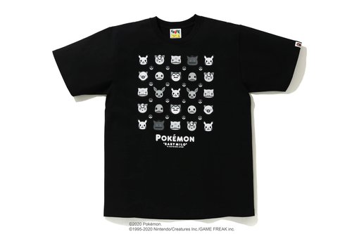 A Bathing Ape x Pokemon Monotone Tee Shirt #4 'Black' | Solesense