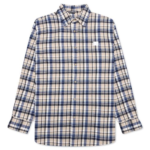 Acne Studios Flannel Shirt 'Oat Beige/Blue' - CB0031-COH | Solesense