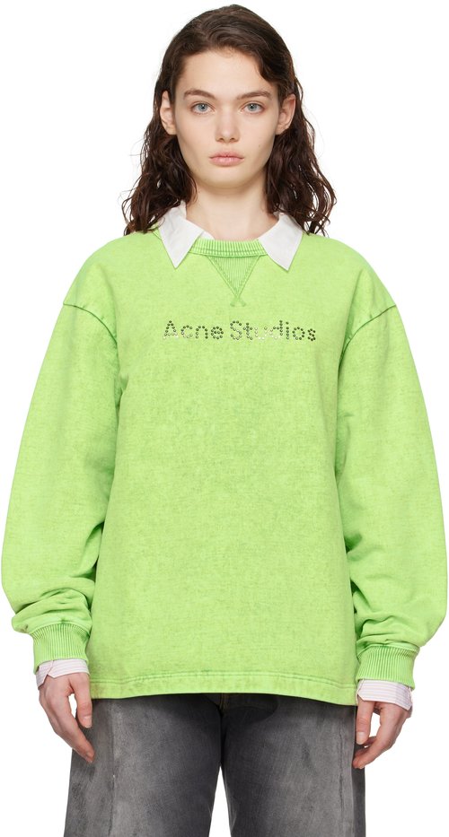 Acne Studios Green Logo Stud Sweatshirt 'BCD Bright Green' - CI0190 ...