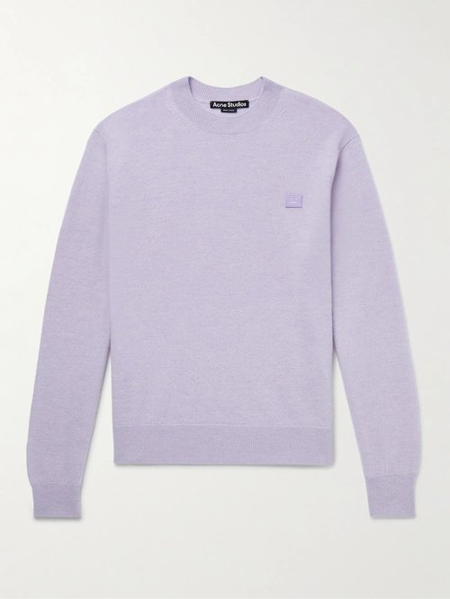 Acne Studios Kalon Logo-Appliquéd Wool Sweater 'Purple Melange ...