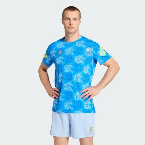 adidas Boston Marathon 2026 Running Tee Allover Print 'Lucid Ray Blue ...