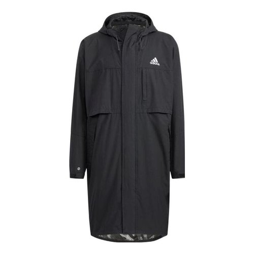adidas Casual Sports Solid mid-length hooded Windbreaker Black 'Multi ...