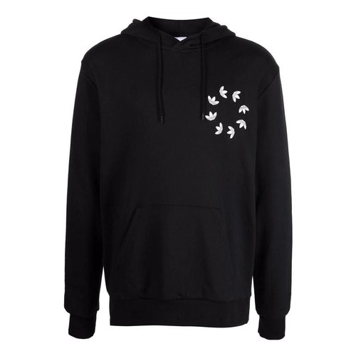 adidas Kangaroo Pocket Chest Logo Printing Hooded Long Sleeves Black ...