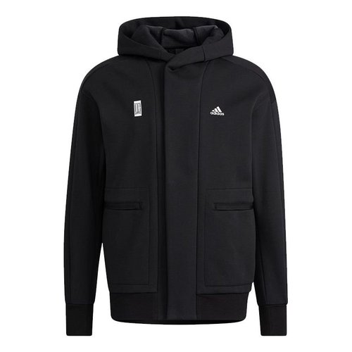 adidas Logo Sports Hooded Jacket Black - H39296 | Solesense