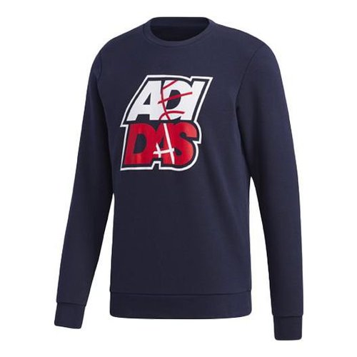 adidas neo M Fav Sw Printing Athleisure Casual Sports Round Neck Pullover Blue 'Legendary Blue ...