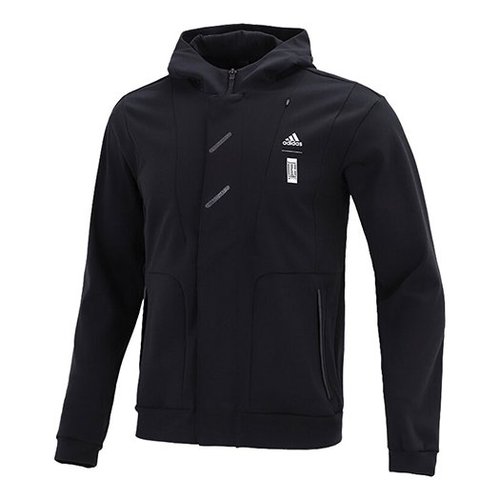 adidas Printing Logo Sports Hooded Jacket Black - HE5116 | Solesense