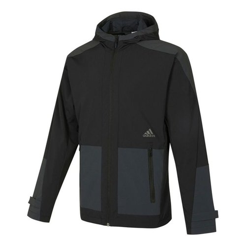 adidas Sports Training Woven Windproof hooded Logo Jacket 'Black' - H40220 | Solesense