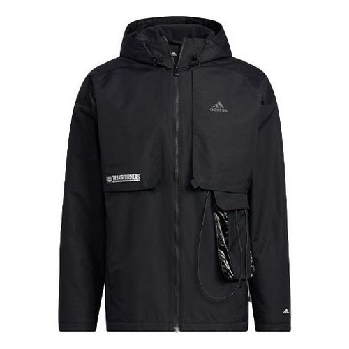 adidas x Transformers Crossover Solid Color Sports Long Sleeves Hooded Jacket 'Black' - HM7464 ...