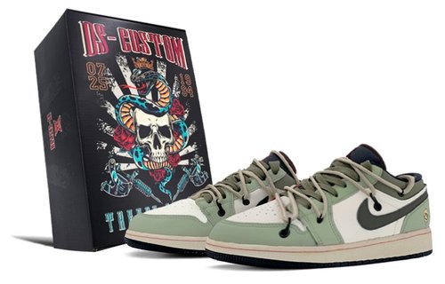 Air Jordan 1 Low 'Vintage Green Smiling Skull' - 600411 | Solesense