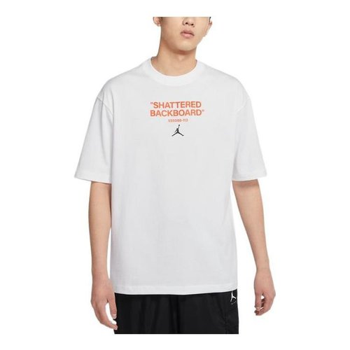 Air Jordan Alphabet Pattern Round Neck Short Sleeve White T-Shirt 'Multi-Color' - DV9727-100 ...