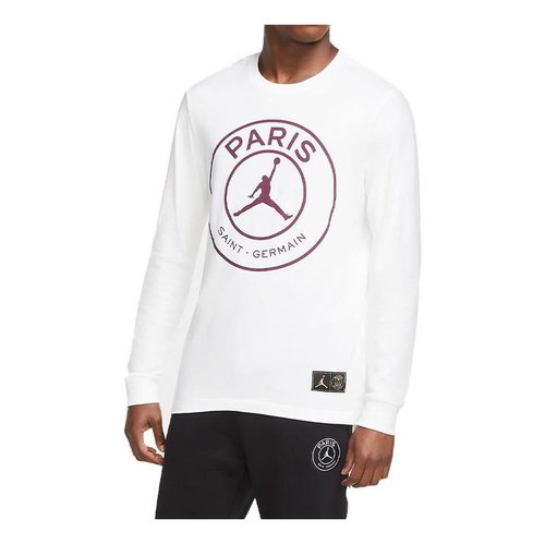 Air Jordan Paris Saint-Germain Printing Logo Long Sleeves 'White' - CK9782-100 | Solesense