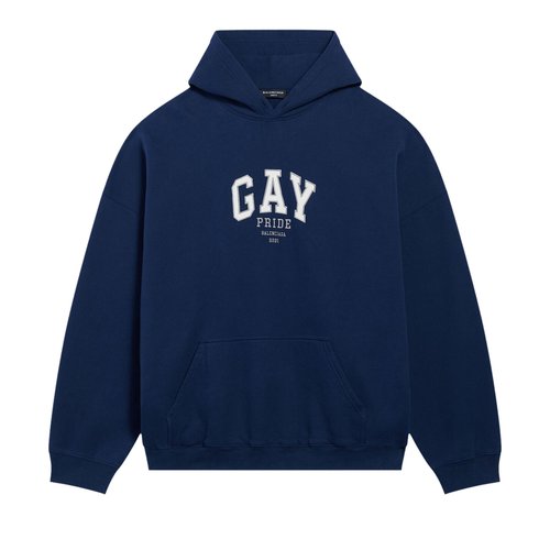 Balenciaga Pride Boxy Hoodie 'Navy/White/Grey' - 651799TLV548561 | Solesense