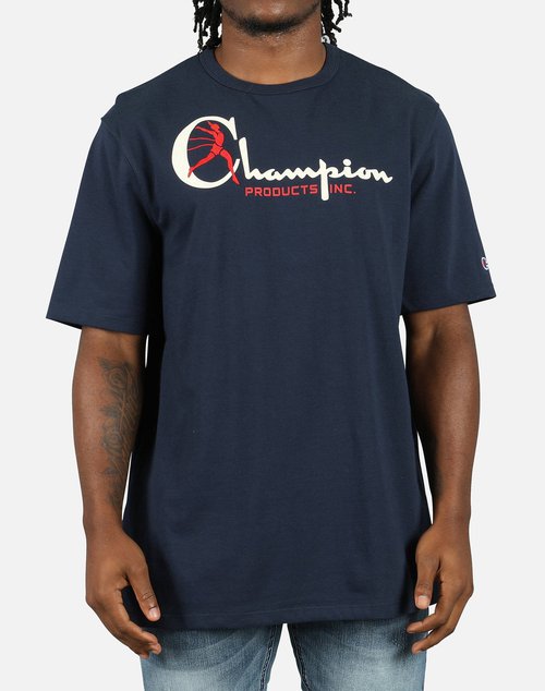 Champion HERITAGE RUNNING MAN LOGO TEE 'Surf The Web Blue ...