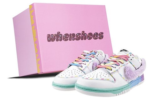 Custom Shoes Nike Dunk Low 'Cotton Candy Macaron Ice Cream Fluffy Hook ...