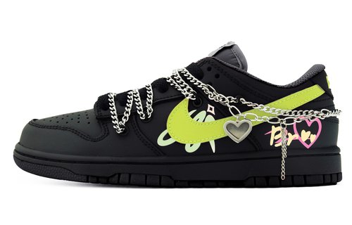 Custom Shoes Nike Dunk Low 'Cyberpunk Black Pink Green' - 622236 ...