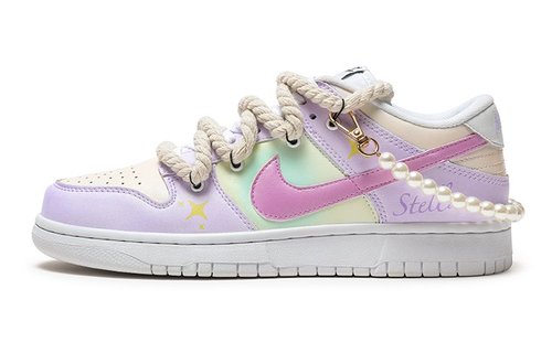 Custom Shoes Nike Dunk Low 'Triple White Stella Pink Purple' - 618585 ...