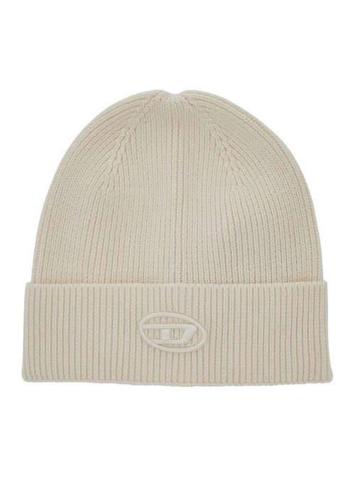 Diesel White Beanie With Logo Embroidery On The FrOnt And Ribbed Brim ...