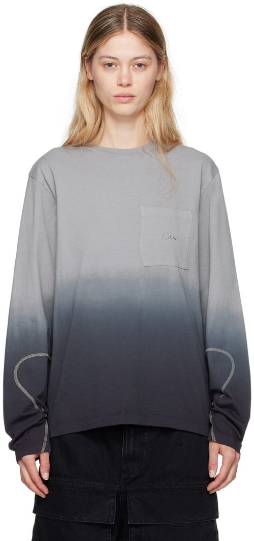 Dime Gray Gradient Long Sleeve T-Shirt 'Charcoal' - DIMESU2412CHA ...