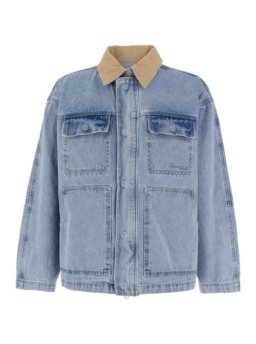 Dunst Light Blue Jacket With COntrast Collar And Patch Pockets On The ...