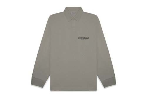 Fear of God Essentials Long Sleeve Boxy Polo Shirt 'Cement' | Solesense
