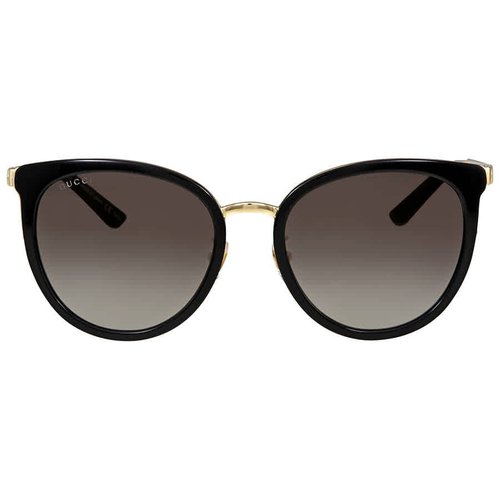 Gucci Gradient Round Ladies Sunglasses GG0077SK 001 56 'Black/Gold Tone ...