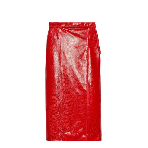 Gucci Python Print Leather Skirt 'Flame Red' | Solesense Gucci Python Print Leather Skirt 'Flame Red' | Solesense