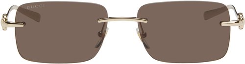 Gucci Rectangular Frame Sunglasses 'Gold/Brown' - GG1703S-004 | Solesense