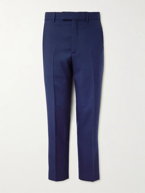 Gucci Straight-Leg Logo-Appliquéd Webbing-Trimmed Wool and Mohair-Blend ...