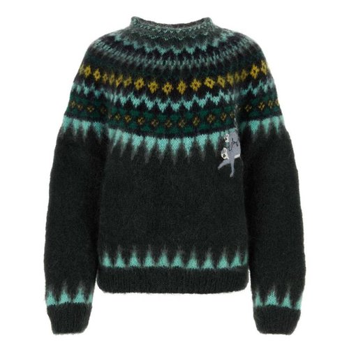 LOEWE Lemur Patch Round Neck Sweater 'Green' - S359Y14KDX.4110 | Solesense