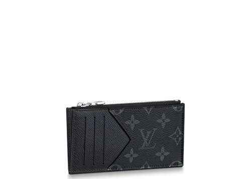 Louis Vuitton Coin Card Holder Monogram Eclipse Taiga 'Black' | Solesense