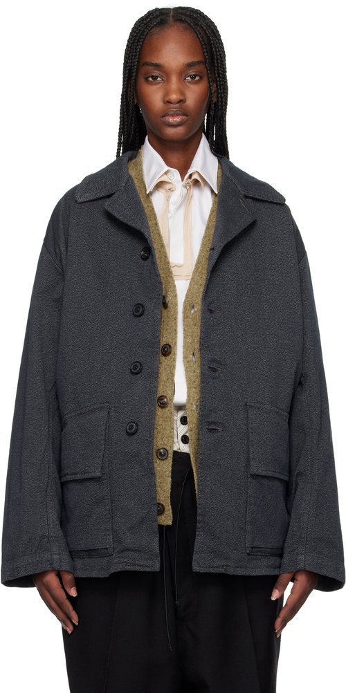 Maison Margiela Gray & Navy Sports Jacket 'Charcoal melang ...